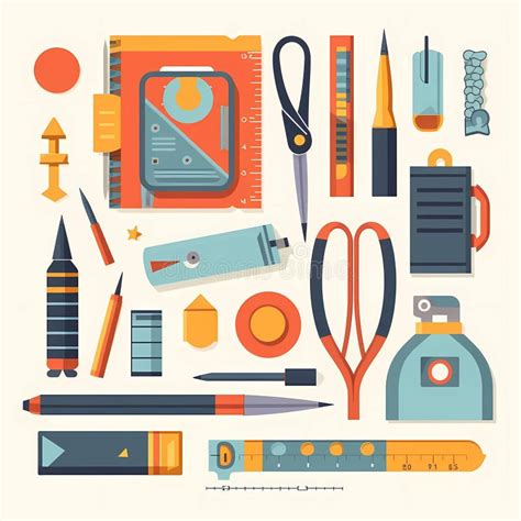 Set Of Isolated Stationary Elements Stationary Icon Illustration Stock