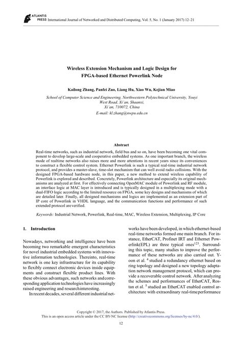 PDF Wireless Extension Mechanism And Logic Design For FPGA Based Ethernet Powerlink Node