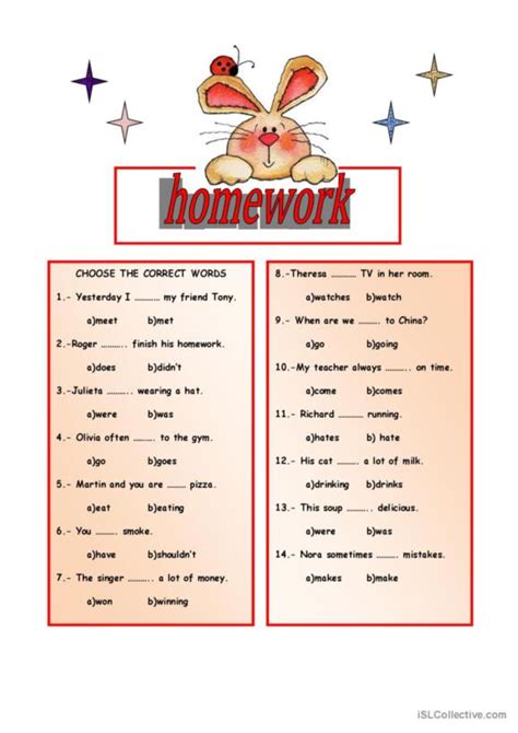 918 Homework English Esl Worksheets Pdf And Doc
