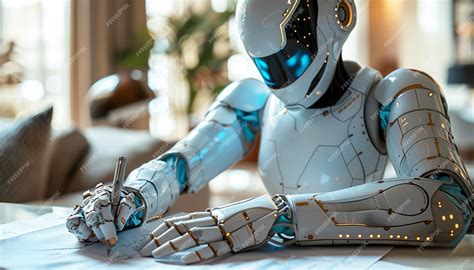 3d rendering robot learning and writing or solving problems humanoid