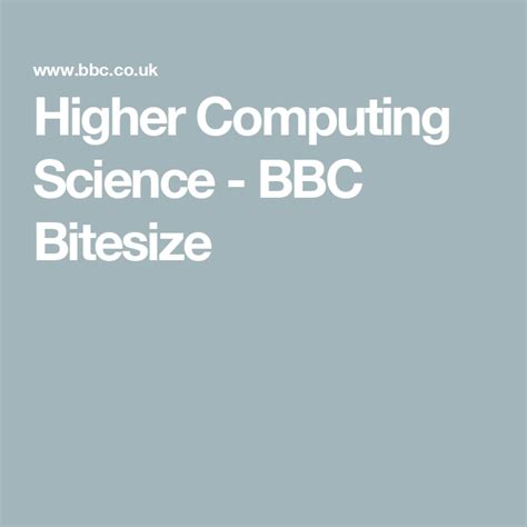 Higher Computing Science Bbc Bitesize Artofit