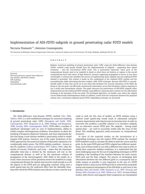 pdf implementation of adi fdtd subgrids in ground penetrating radar