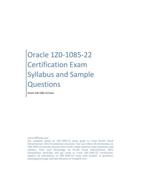 Ppt Oracle 1z0 1085 22 Certification Exam Syllabus And Sample Questions Powerpoint