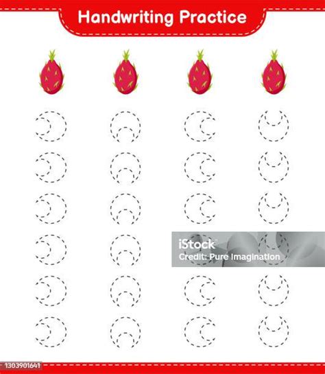 필기 연습 드래곤 과일의 라인을 추적 교육 어린이 게임 인쇄 워크 시트 벡터 일러스트레이션 0명에 대한 스톡 벡터 아트 및 기타 이미지 Istock
