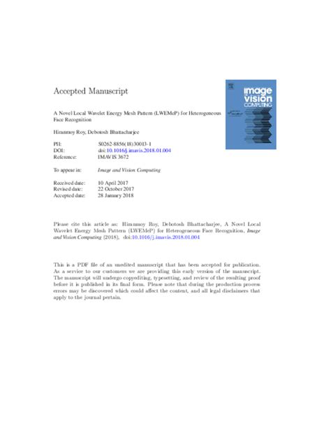 pdf a novel local wavelet energy mesh pattern lwemep for