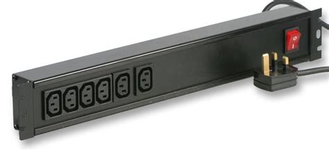 6 Way IEC C13 PDU With 13A Plug Vertical Rack Mount Powerdata Technologies CPC