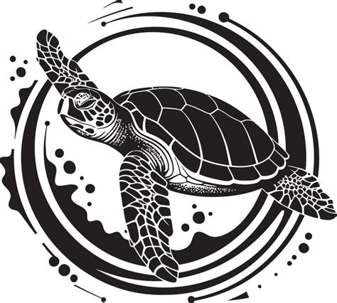 A Turtle Swimming In A Circle With A Circle In The Middle Premium AI Generated Vector