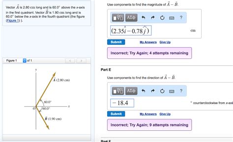 Solved Vector A Vector Is 2 80 Cm Long And Is 60 0 Degree