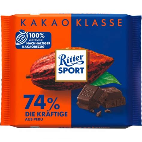 Ritter Sport 74% Die Kräftige Tafel 100g - Lebensmittel-Versand.eu