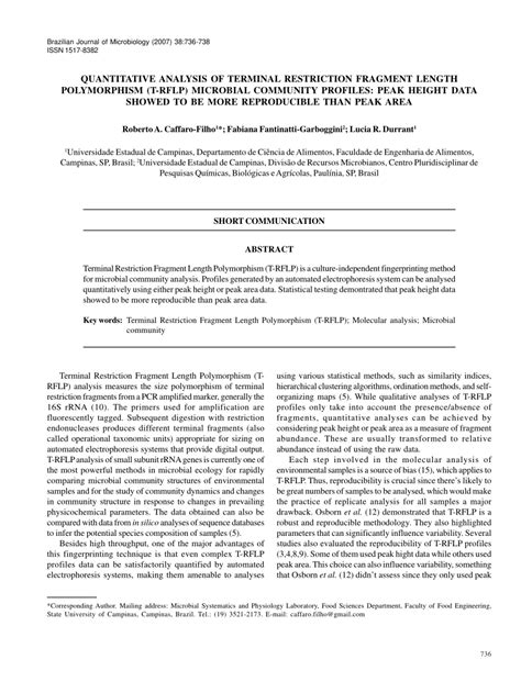 pdf quantitative analysis of terminal restriction fragment length