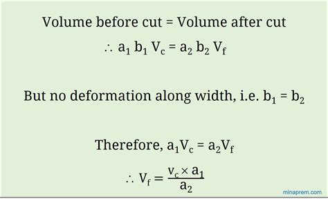 Calculate Chip Velocity From Cutting Speed Depth Of Cut And Chip Thickness