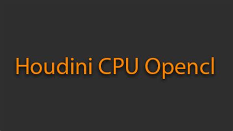 How To Switch To Cpu Opencl