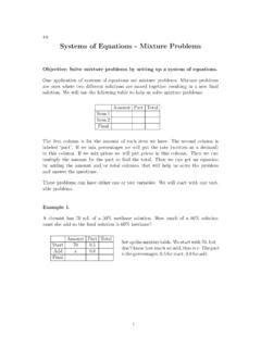 Systems Of Equations Mixture Problems Systems Of Equations