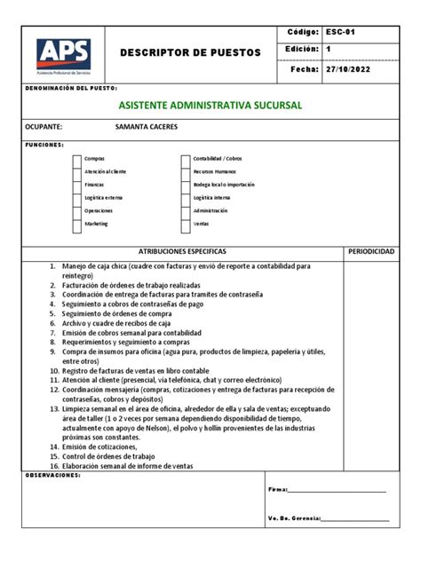 Formato Descriptor Pdf Logística Contabilidad