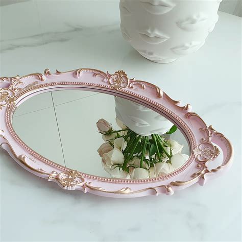 와인 마실때 핑크 앤틱 미러 트레이 Pink Antique Mirror Tray 핑크소품 앤틱소품 화장대꾸미기 장식트레이 배민스토어