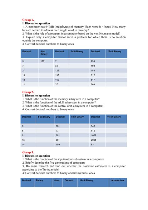 Lab Group I Discussion Question A Computer Has MB Megabytes Of Memory Each