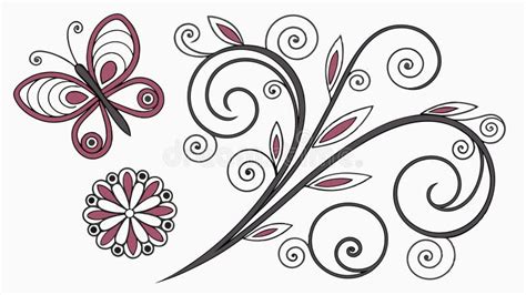 Decorative Floral Swirl Element Elegant Design Botanical Motif Artistic Flourish Vector