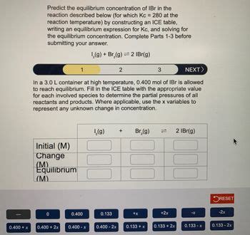 Answered: Predict the equilibrium concentration of IBr in the reaction described below (for ...