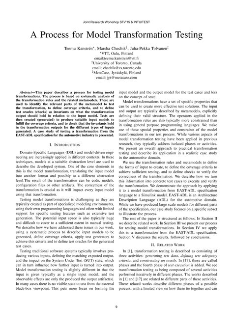 Pdf A Process For Model Transformation Testing