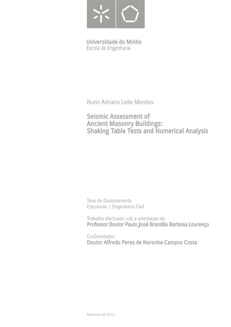 Pdf Seismic Assessment Of Ancient Masonry Buildings Shaking Table Tests And Numerical Analysis