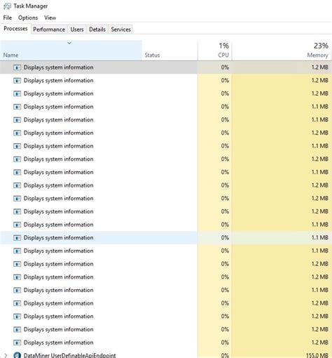 multiple comhost exe and systeminfo exe processes spanning the windows