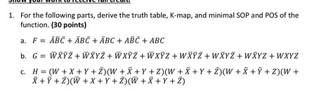 For The Following Parts Derive The Truth Table Chegg Com
