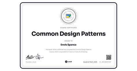 Certificate Of Completion For Common Design Patterns Uxcel