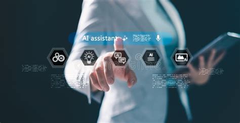 Ai Powered Assistance User Interacting With Virtual Ai Assistant Interface On Mobile Laptop