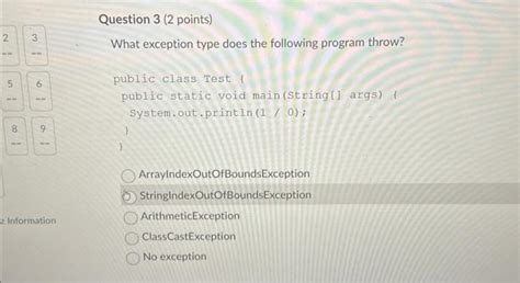 Solved What Exception Type Does The Following Program Throw