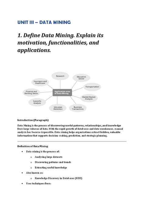 Unit Iii Data Mining Concepts Techniques And Applications Studocu