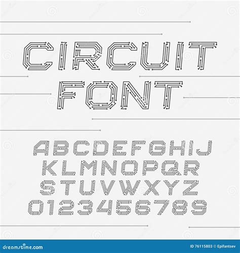 Circuit Alphabet Font Neon Color Letters And Numbers Vector Illustration