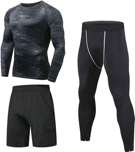 Niksa Sportbekleidung Herren Fitness Bekleidung Trainingsanzug 3pcs Set Fit Elastische Sportwear
