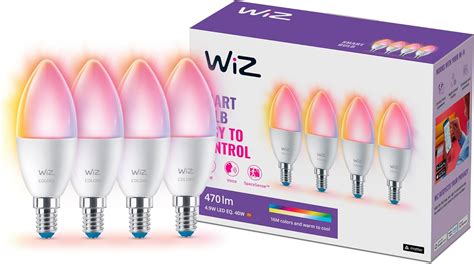 Wiz Tunable White And Color Led Lamps E14 4 Pack 470 Lm 40 W Lamps
