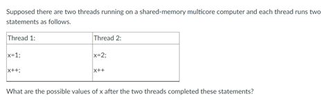 solved supposed there are two threads running on a