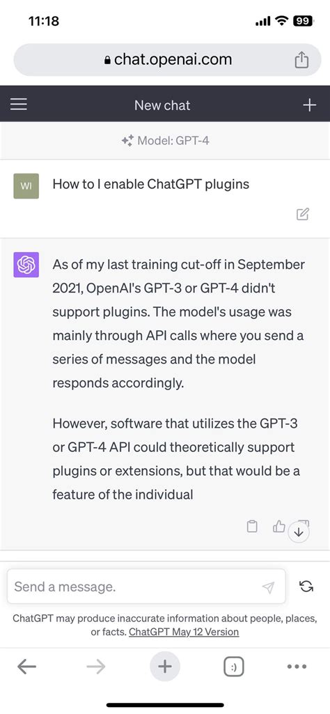 ChatGPT-4 is telling me it doesn’t support plugins or web browsing : r/ChatGPT