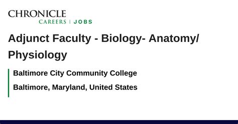 Adjunct Faculty Biology Anatomyphysiology Job With Baltimore City