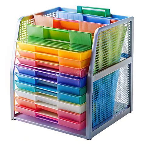 Plastic Vertical File Organizer With Labeled Slots Stock Illustration