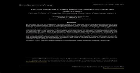 Factores Asociados Al Estrés Laboral En Policías Estrés Laboral E