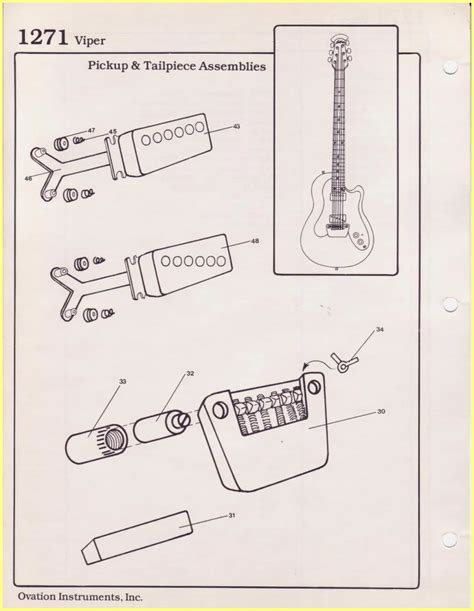Ovation 1271 Viper Electric Guitar Parts Manual With Exploded Diagrams