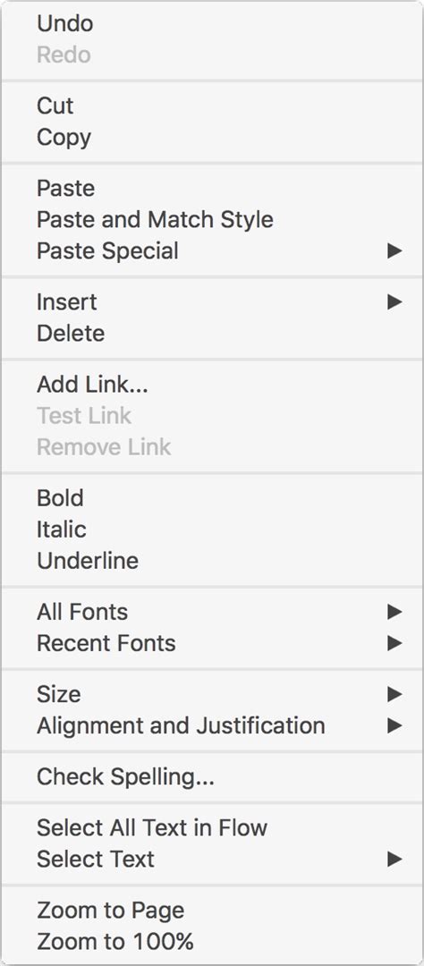 contextual menus