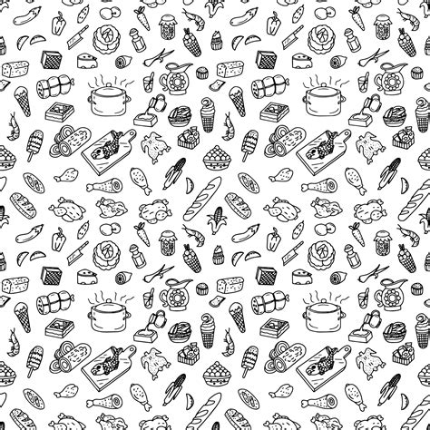 Premium Vector A Seamless Pattern Of Different Types Of Food On A