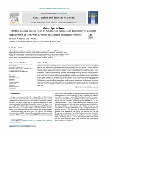 Pdf Replacement Of Steel With Gfrp For Sustainable Reinforced Concrete
