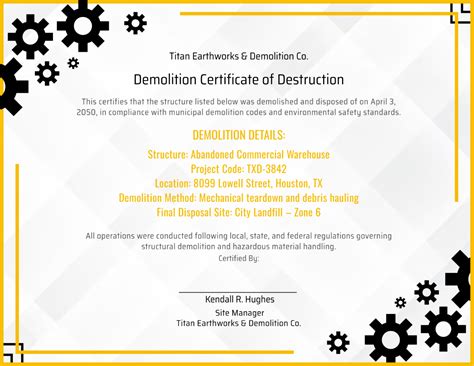 Free Creative Purge And Destruction Certificate Template To Edit Online