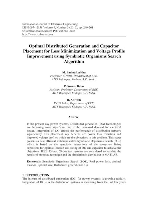 pdf optimal distributed generation and capacitor placement for