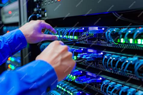 Premium Photo Engineer Configuring Vlans Virtual Local Area Networks On Network Switches