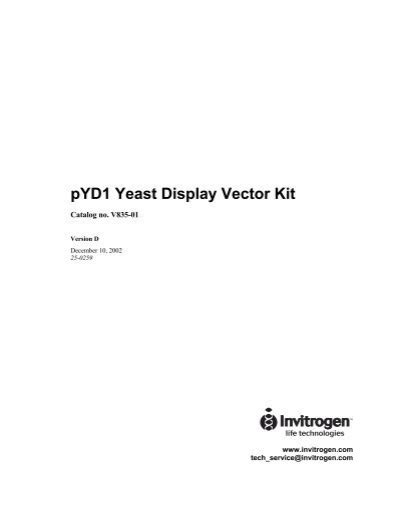 Pyd1 Yeast Display Vector Kit Pyd1 Yeast Display Vector Kit