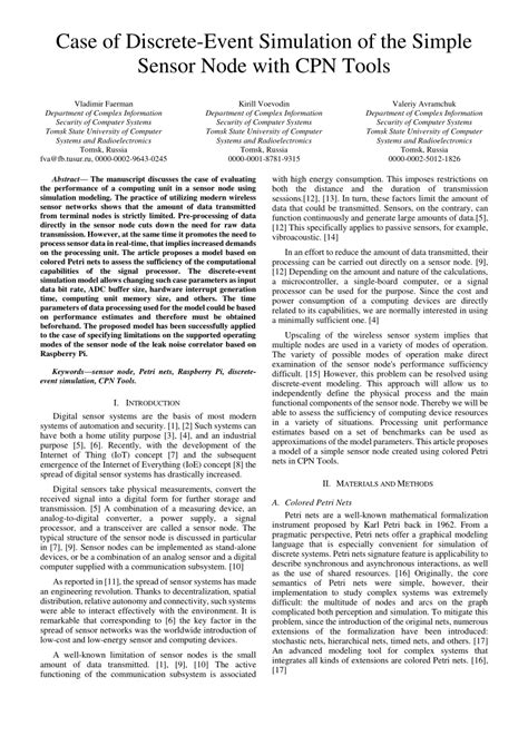 Pdf Case Of Discrete Event Simulation Of The Simple Sensor Node With