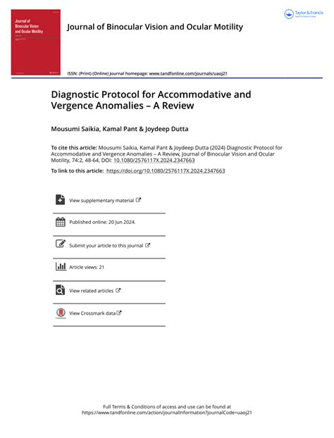 Pdf Diagnostic Protocol For Accommodative And Vergence Anomalies A