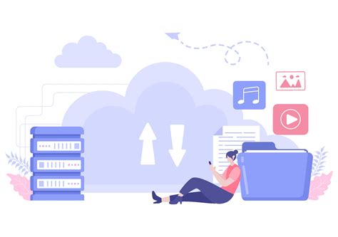 Cloud Backup Storage Illustration Of Computer System For Information Sharing Hosting Saving