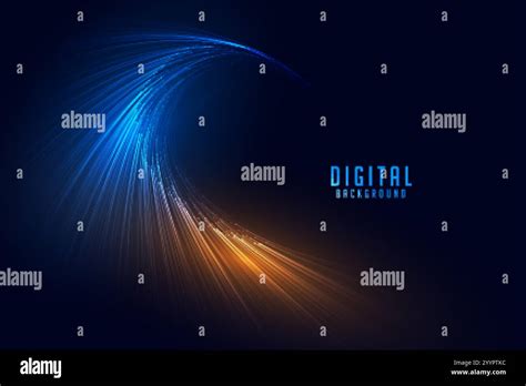 Flowing Digital Particle Lines Technology Background Stock Vector Image
